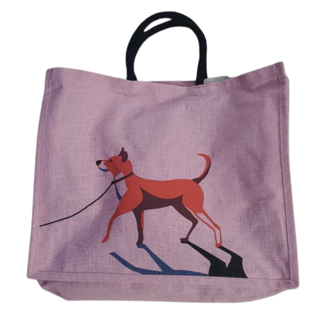 Jute Pink Bag with Dog design